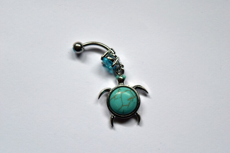 Belly Button Ring, Navel Ring, Turquoise Turtle Ring, Belly Rings ...
