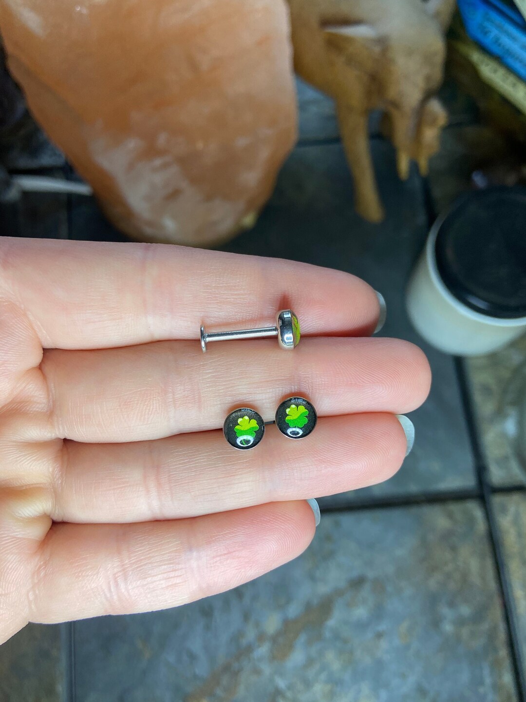 4 Leaf Clover Tongue Ring, Tongue Piercings, Tongue Studs, 4 Leaf ...