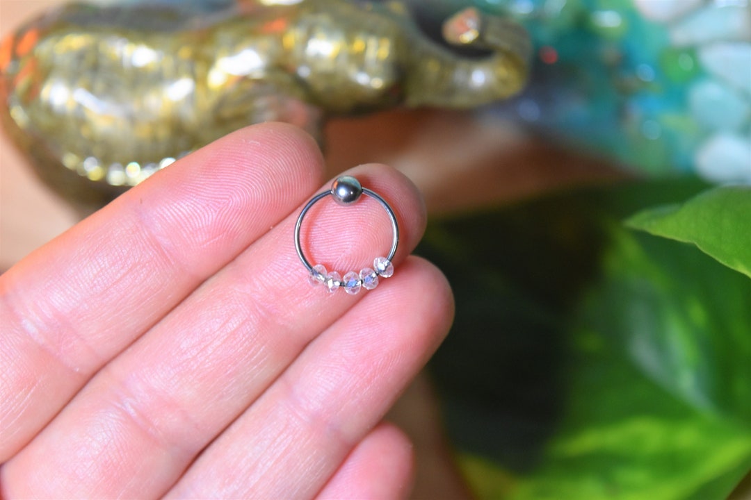 20G Quartz Bead Cartilage Earring, Custom Earring, Beaded Earring ...
