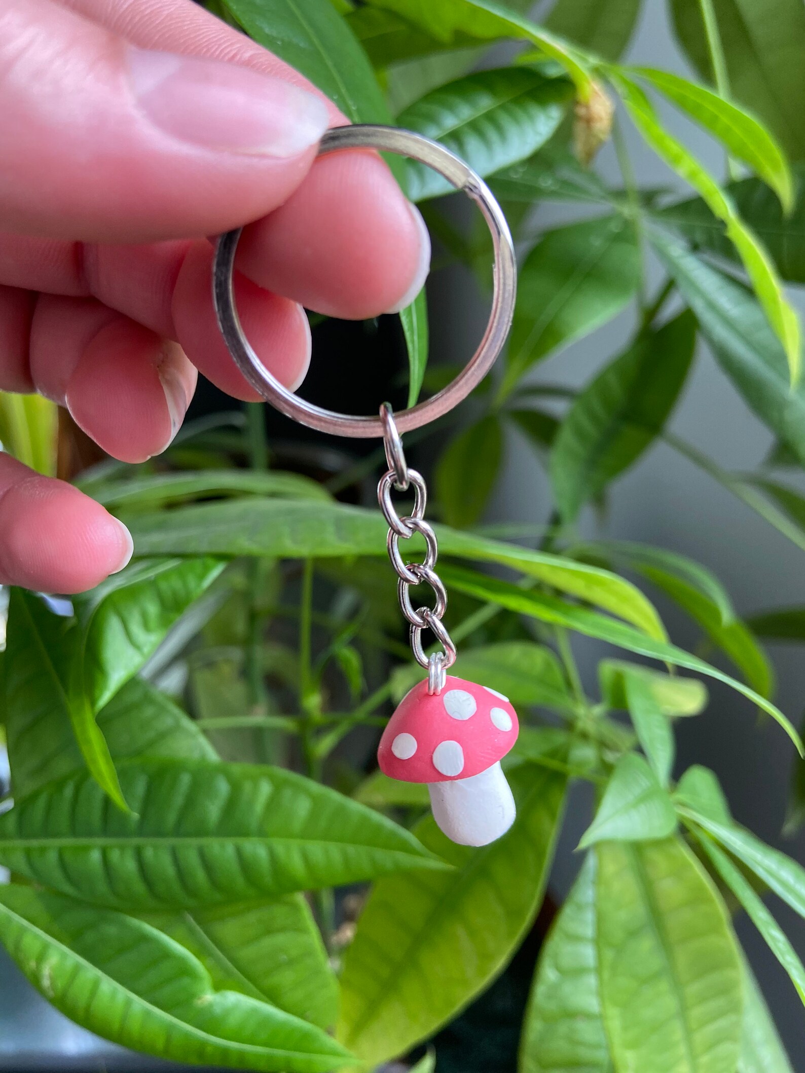 PINK MUSHROOM Key Chain, Polymer Clay Keychains, Boho Key Chain ...