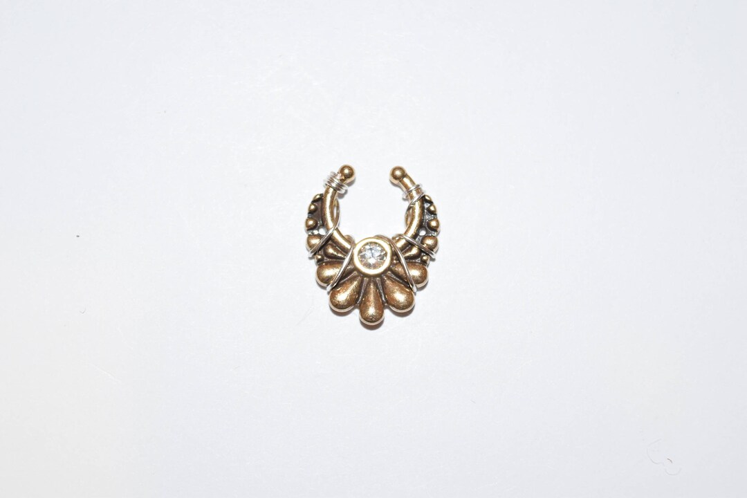 Wire Wrapped Bronze Septum Ring, Made With a Crystal in the Middle ...