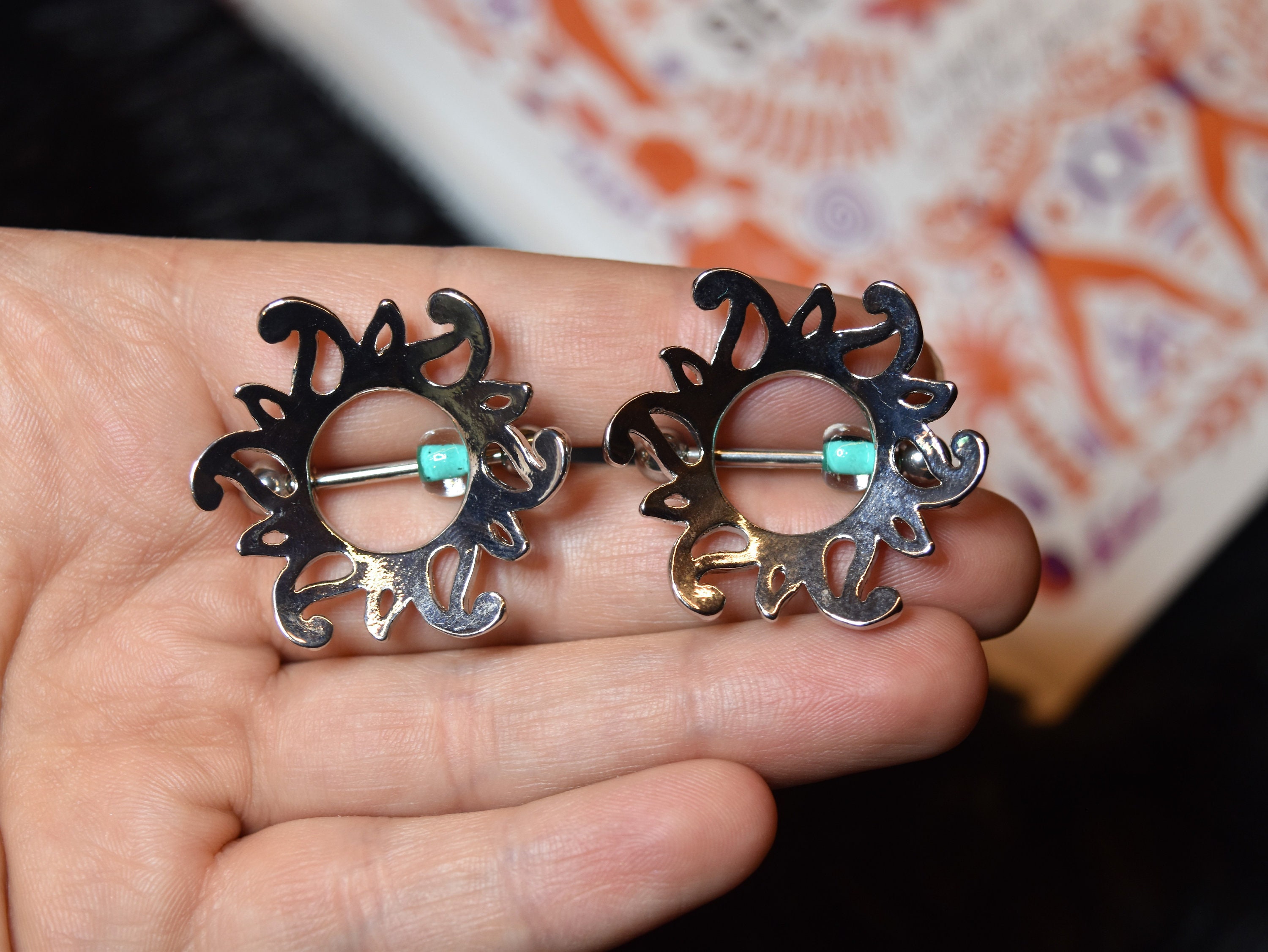 Beaded Silver Shinning Nipple Shield Pair Nipple Piercing - Etsy Australia