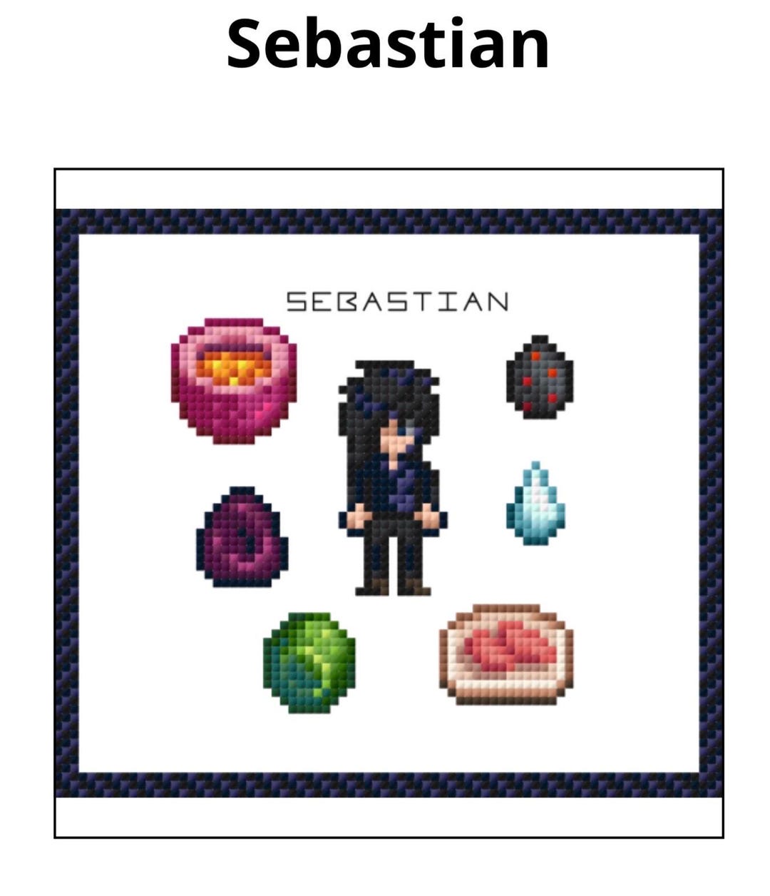 Sebastian Stardew Valley Most Loved Gifts Cross Stitch Pattern (PDF ...