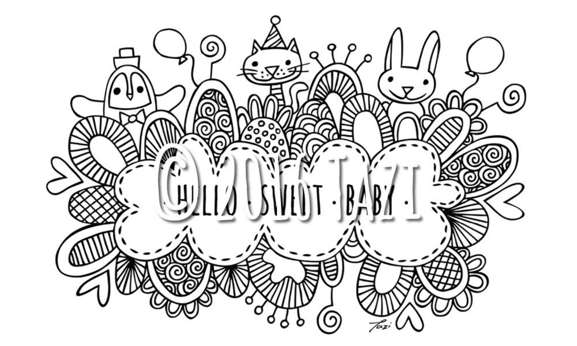 Hello Sweet Baby Colouring Page | Instant Digital Download | Original ...