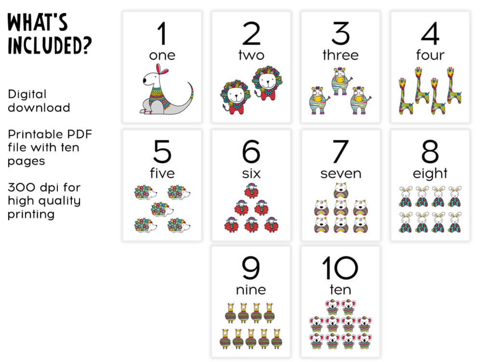 Early Learning Number Cards Instant Digital Download - Etsy