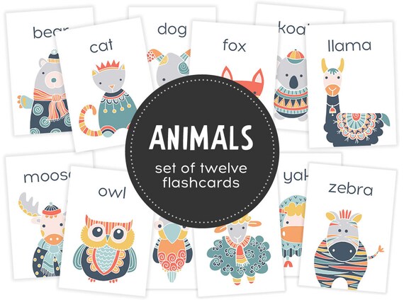 Early Learning Animal Cards Instant Digital Download - Etsy