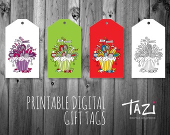 Cupcake Birthday Gift Tags Instant Download Printable Gift - Etsy