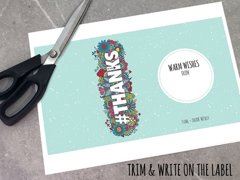 PRINTABLE Thanks Wine Bottle Wrapper Instant Digital | Etsy