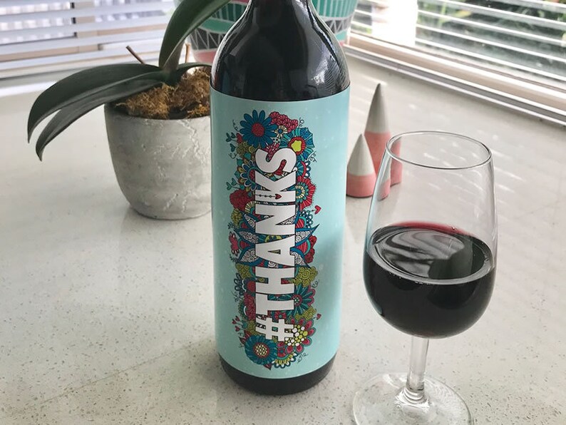 PRINTABLE Thanks Wine Bottle Wrapper Instant Digital | Etsy