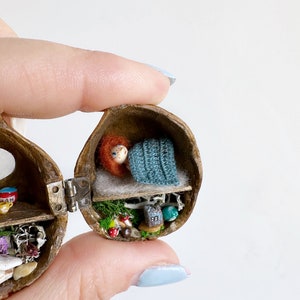 Walnut Miniature Art, Fairy Tale in Walnut Shell House, Walnut Diorama ...