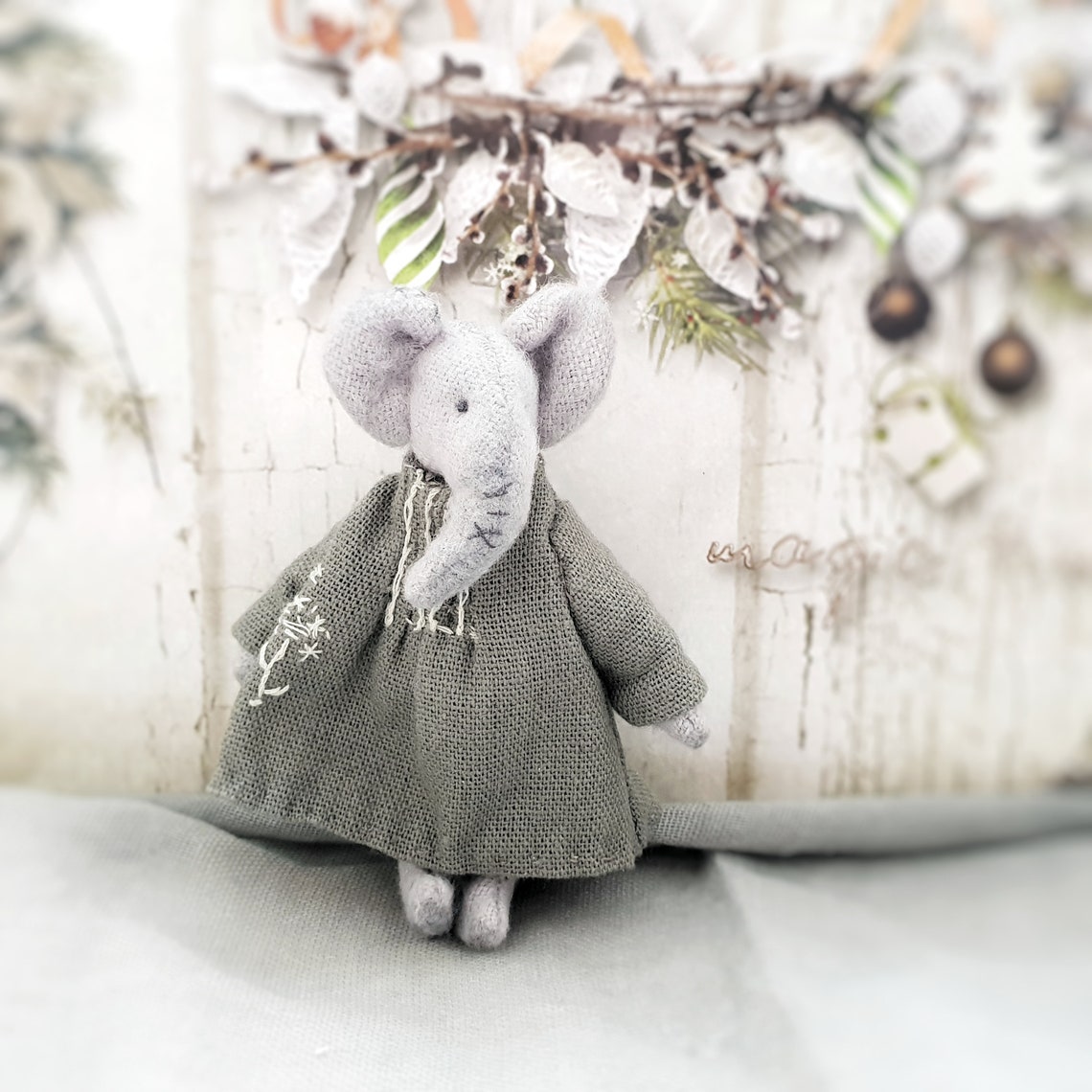 Tiny Elephant Toy. Stuffed Elephant Toy. Miniature Animal Toy. OOAK ...