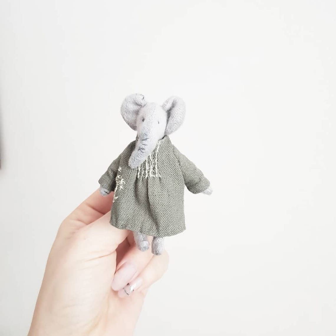 Tiny Elephant Toy. Stuffed Elephant Toy. Miniature Animal Toy. OOAK ...