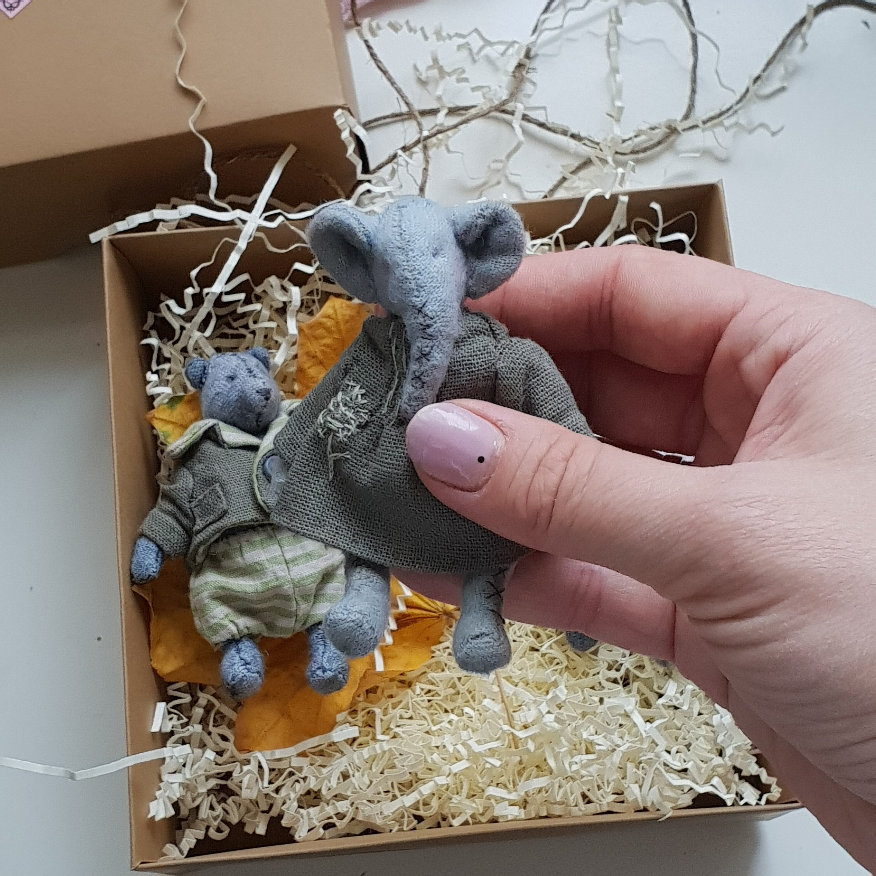 Tiny Elephant Toy. Stuffed Elephant Toy. Miniature Animal Toy. OOAK ...