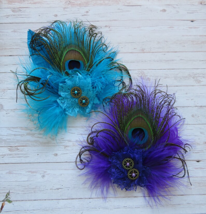 Steampunk Feather Brooch Peacock Feather With Cogs Many - Etsy UK