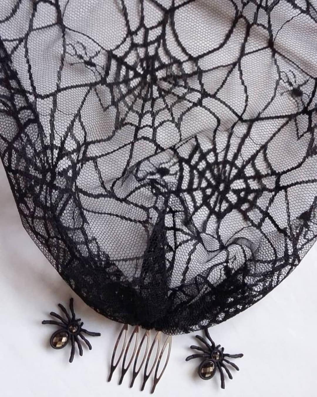 Black Cobweb Veil Tulle Mesh Birdcage Bandeau Wedding Bridal Brides ...