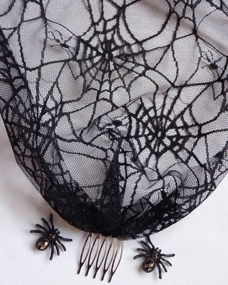 Black Cobweb Veil Tulle Mesh Birdcage Bandeau Wedding Bridal - Etsy
