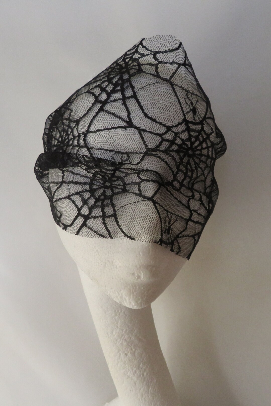 Black Shimmer Cobweb Spiders Web Tulle Narrow Bandeau Eye Veil - Gothic ...