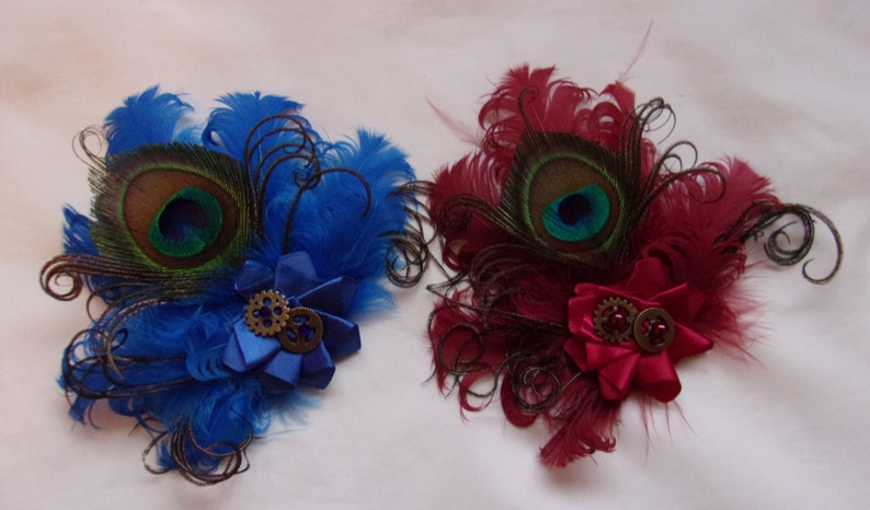 Steampunk Feather Brooch Peacock Feather With Cogs Many | Etsy UK
