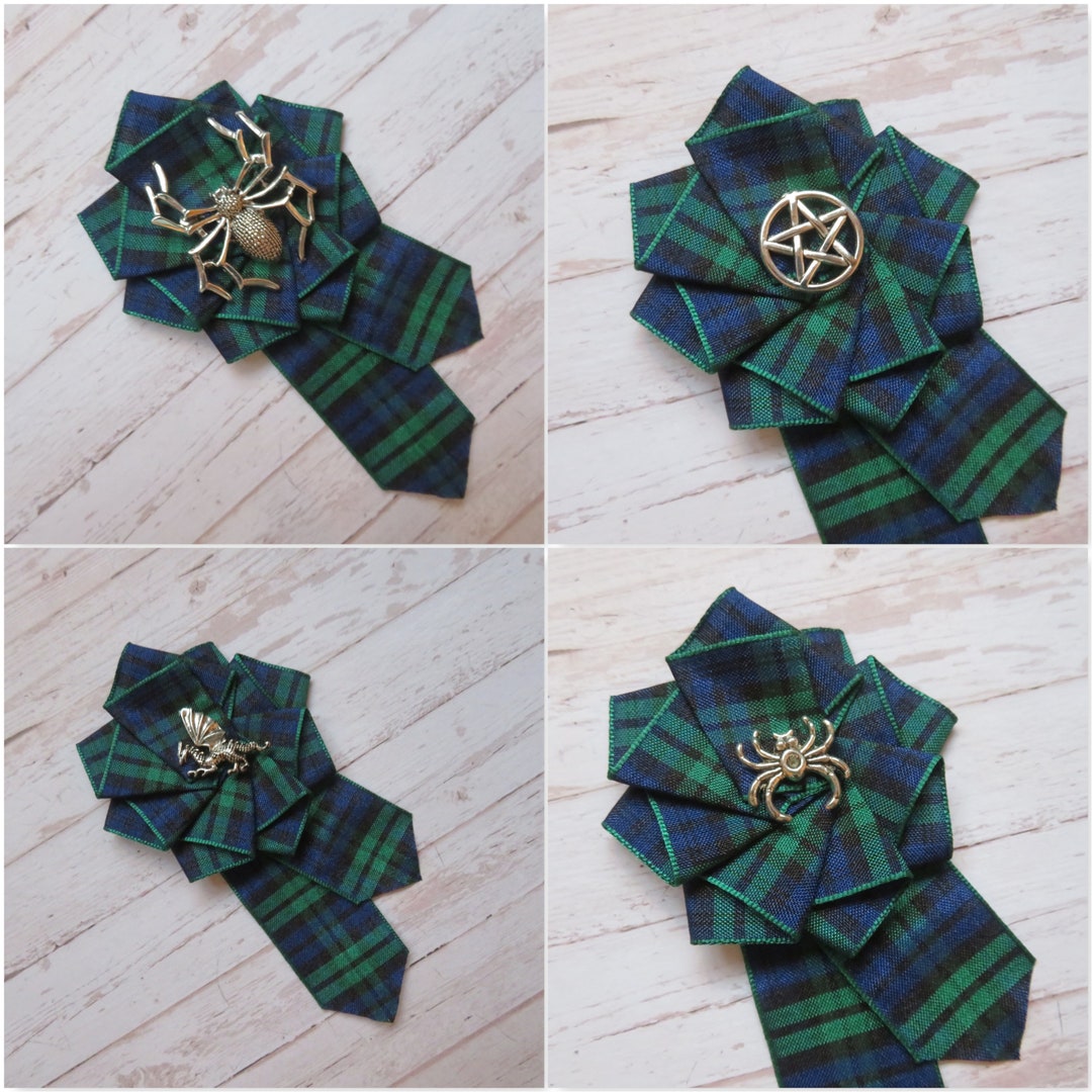 Tartan Ruffle Rosette Mini Brooch Pin Scottish Highland Clan Plaid ...
