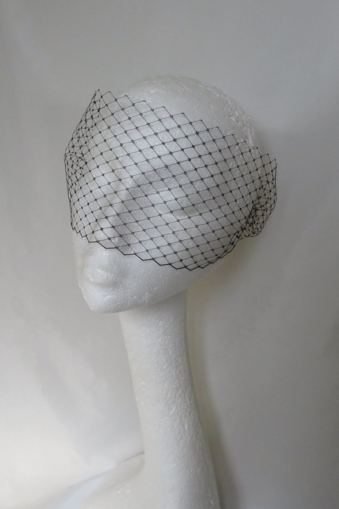 Black Narrow Classic Soft Bandeau Eye Veil Elegant Goth Wedding Vintage ...