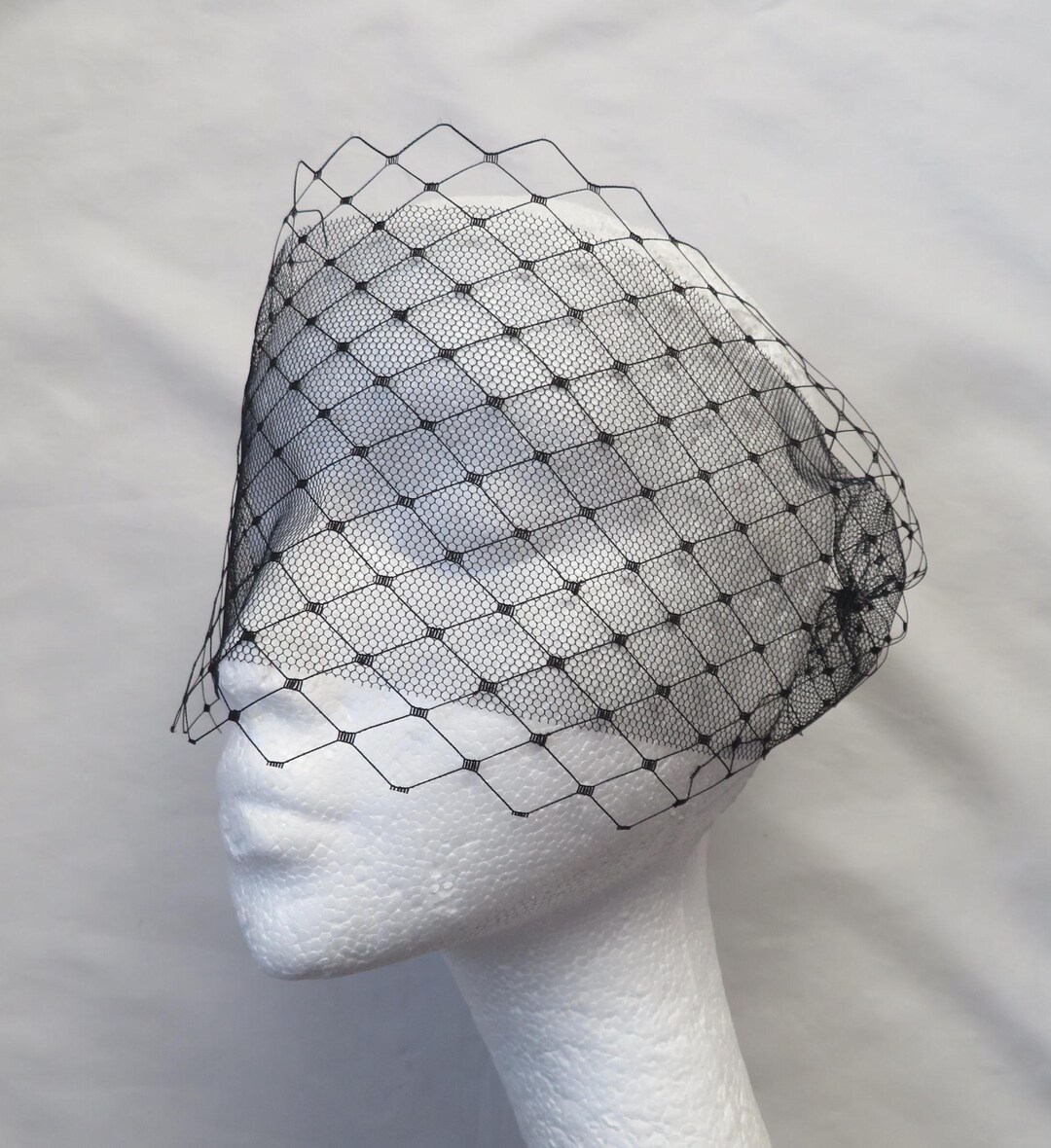 Black Narrow Merry Widow and Sheer Tulle Double Bandeau Eye Veil Mask ...