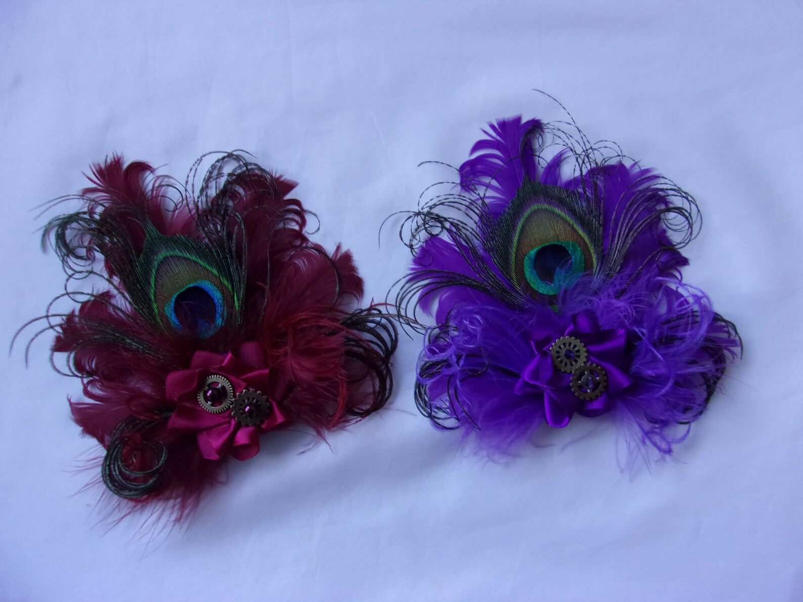 Steampunk Feather Brooch Peacock Feather With Cogs Many | Etsy UK