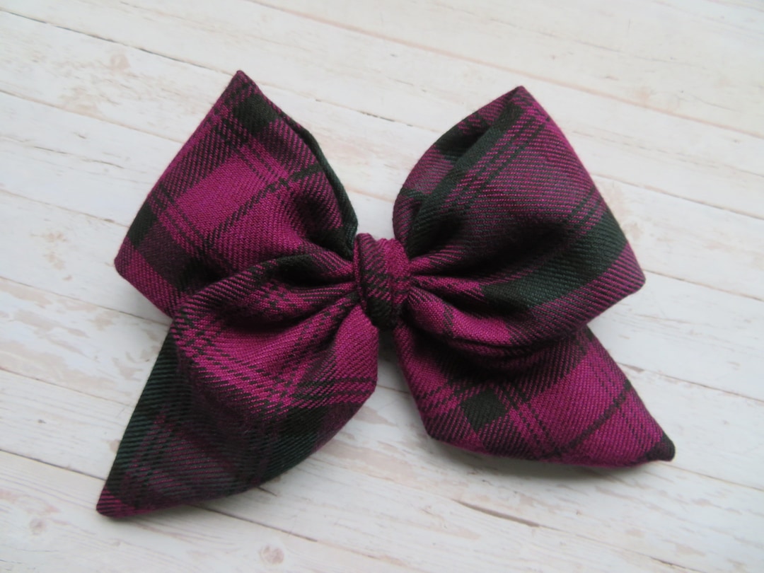 Magenta Green & Black Tartan Plaid Hair Bow Girls Accessories Bows Clip ...