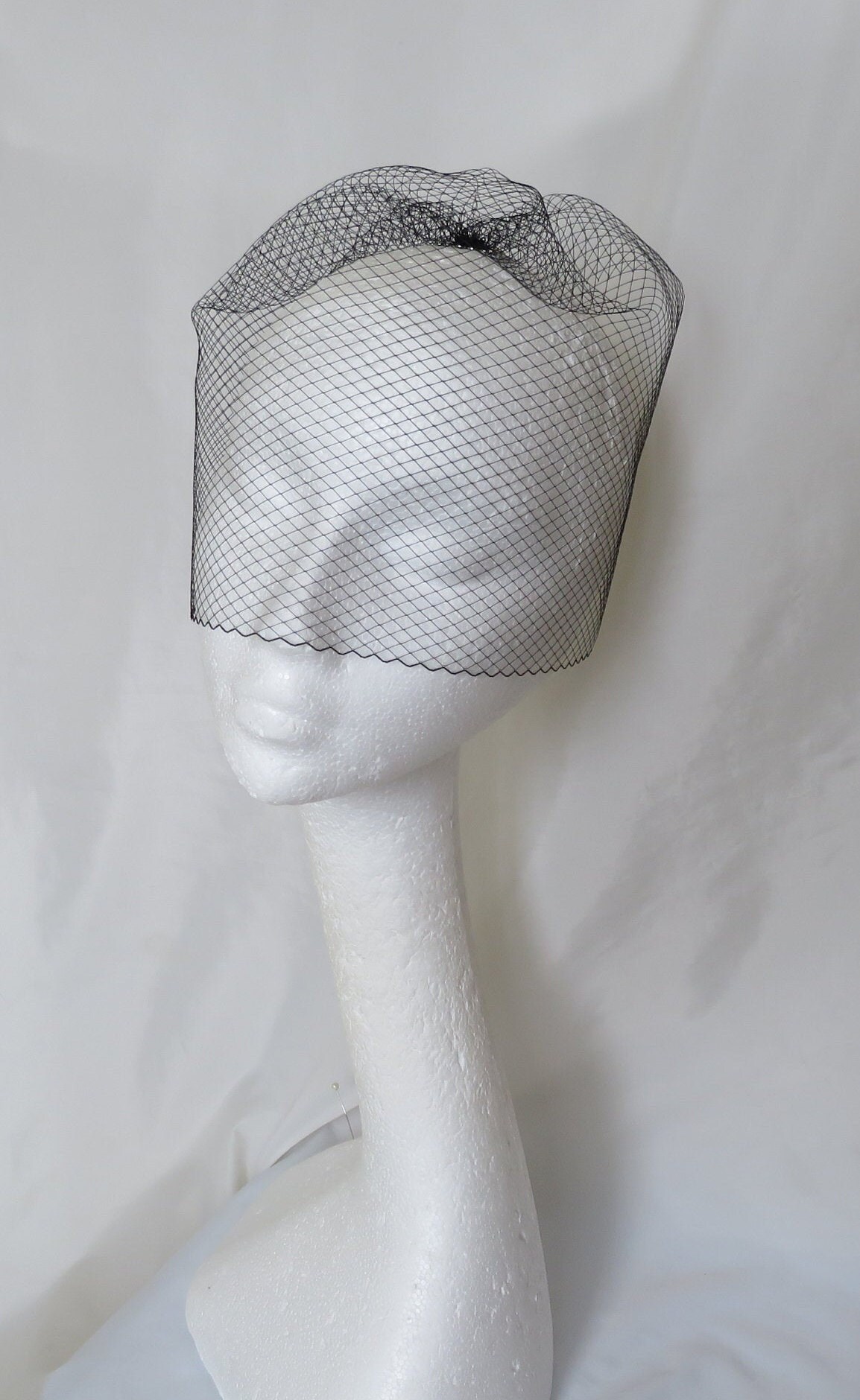 Black Short Fine Fishnet Veil Rare Vintage Blusher Birdcage - Etsy