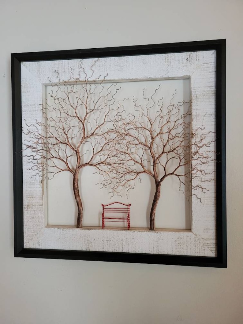Two Copper Wire Trees With Bench. Made to Order Wire Art. - Etsy