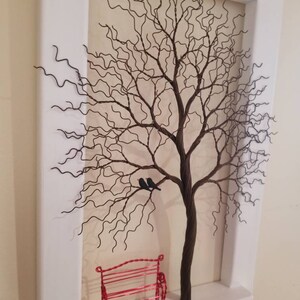 Made to Order Framed Copper Tree W/bench. Rustic Decor. Wire Art. Metal ...