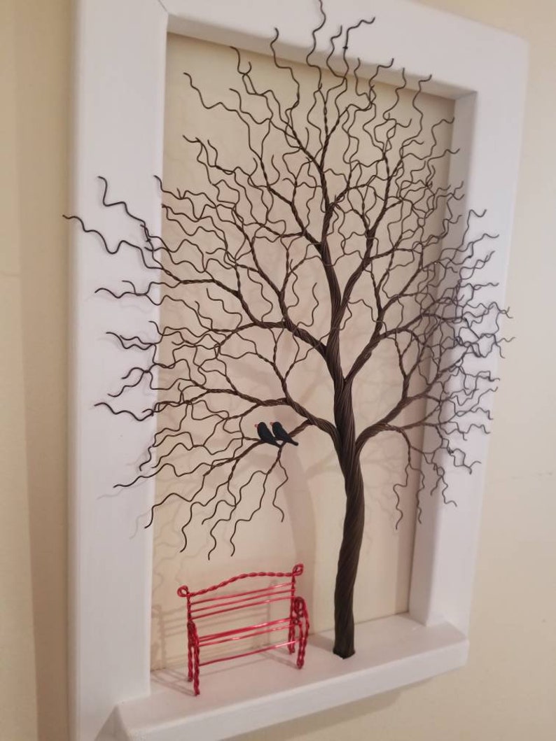 Made to Order Framed Copper Tree W/bench. Rustic Decor. Wire - Etsy