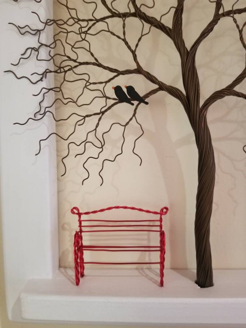 Made to Order Framed Copper Tree W/bench. Rustic Decor. Wire - Etsy