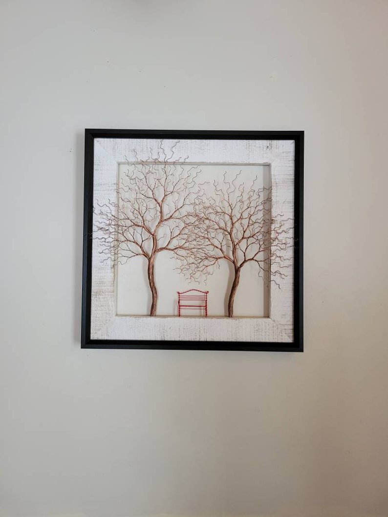 Two Copper Wire Trees With Bench. Made to Order Wire Art. - Etsy