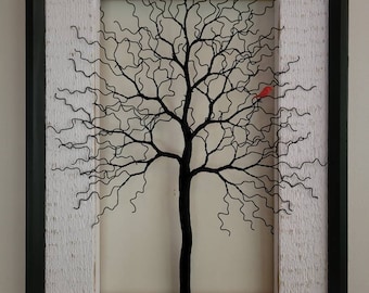 Two Copper Wire Trees With Bench. Made to Order Wire Art. Metal Art ...