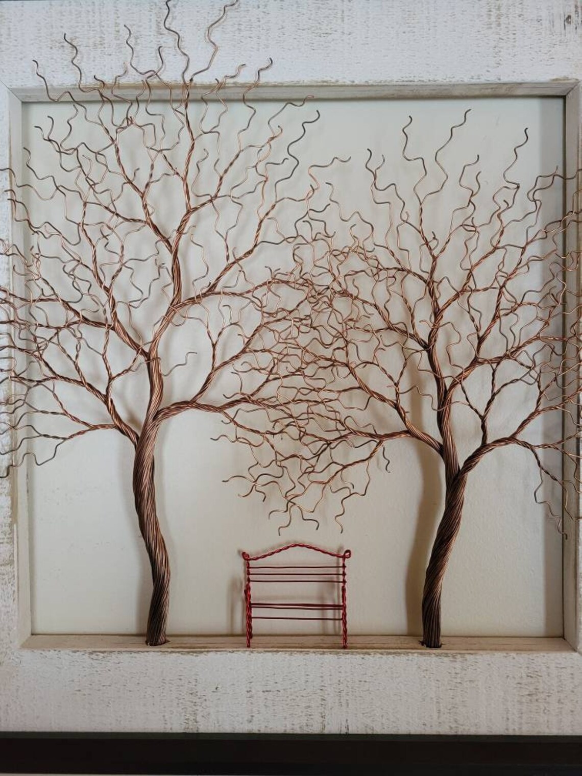 Two Copper Wire Trees With Bench. Made to Order Wire Art. - Etsy