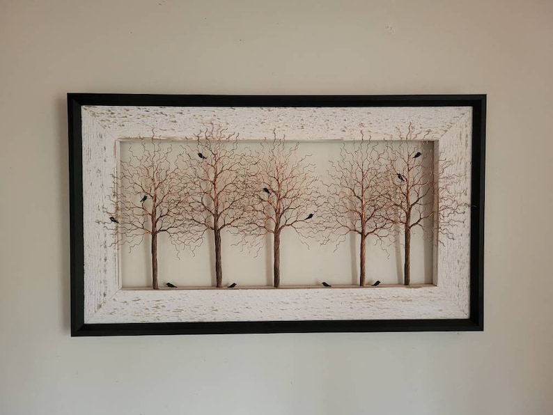 Copper Tree Landscape With Birds. Wire Tree Sculpture. Made to Order ...