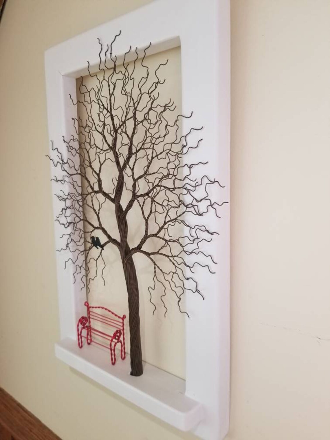 Made to Order Framed Copper Tree W/bench. Rustic Decor. Wire - Etsy