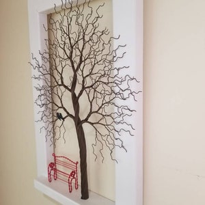 Made to Order Framed Copper Tree W/bench. Rustic Decor. Wire Art. Metal ...