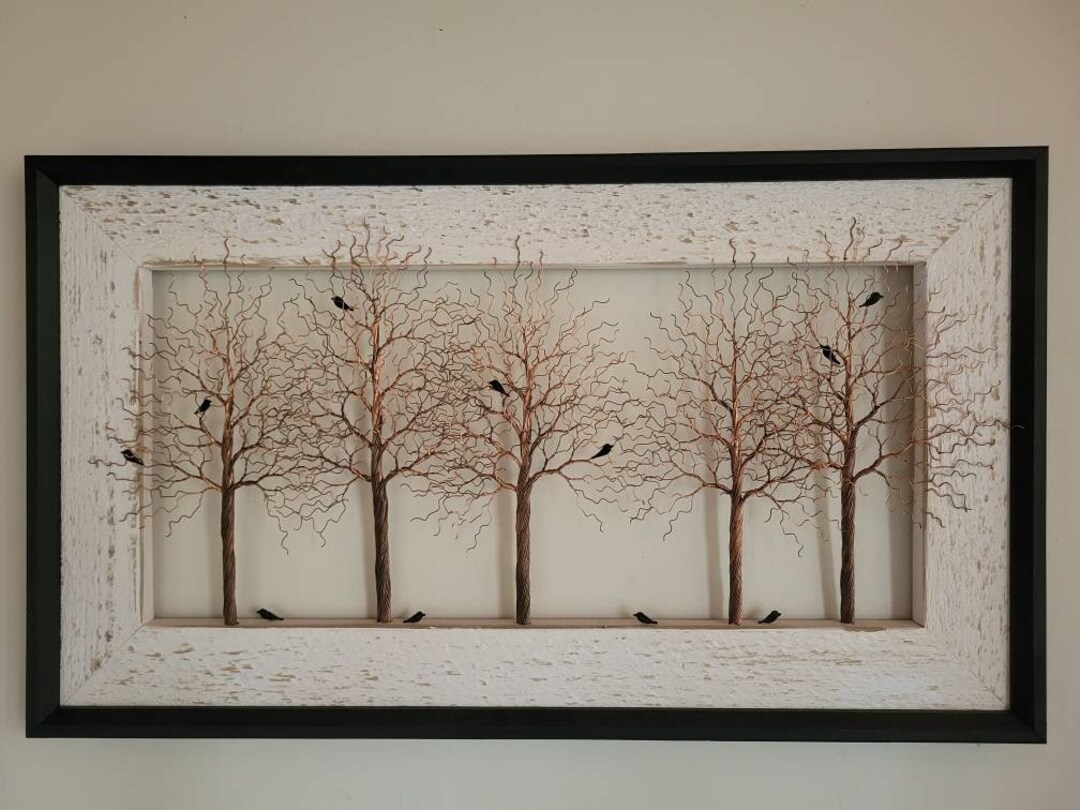 Copper Tree Landscape With Birds. Wire Tree Sculpture. Made to Order ...