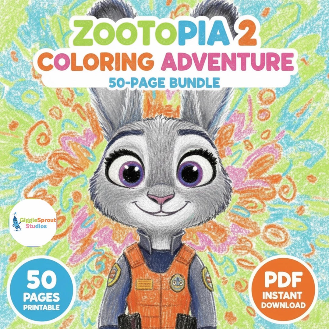 Zootopia 2 Coloring Pages Bundle – 50 Printable Kids’ Coloring Sheets ...