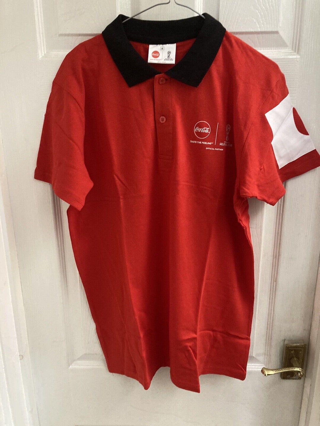 Coca Cola Polo Shirt Size Large Russia 2018 World Cup Red Coke T-shirt ...
