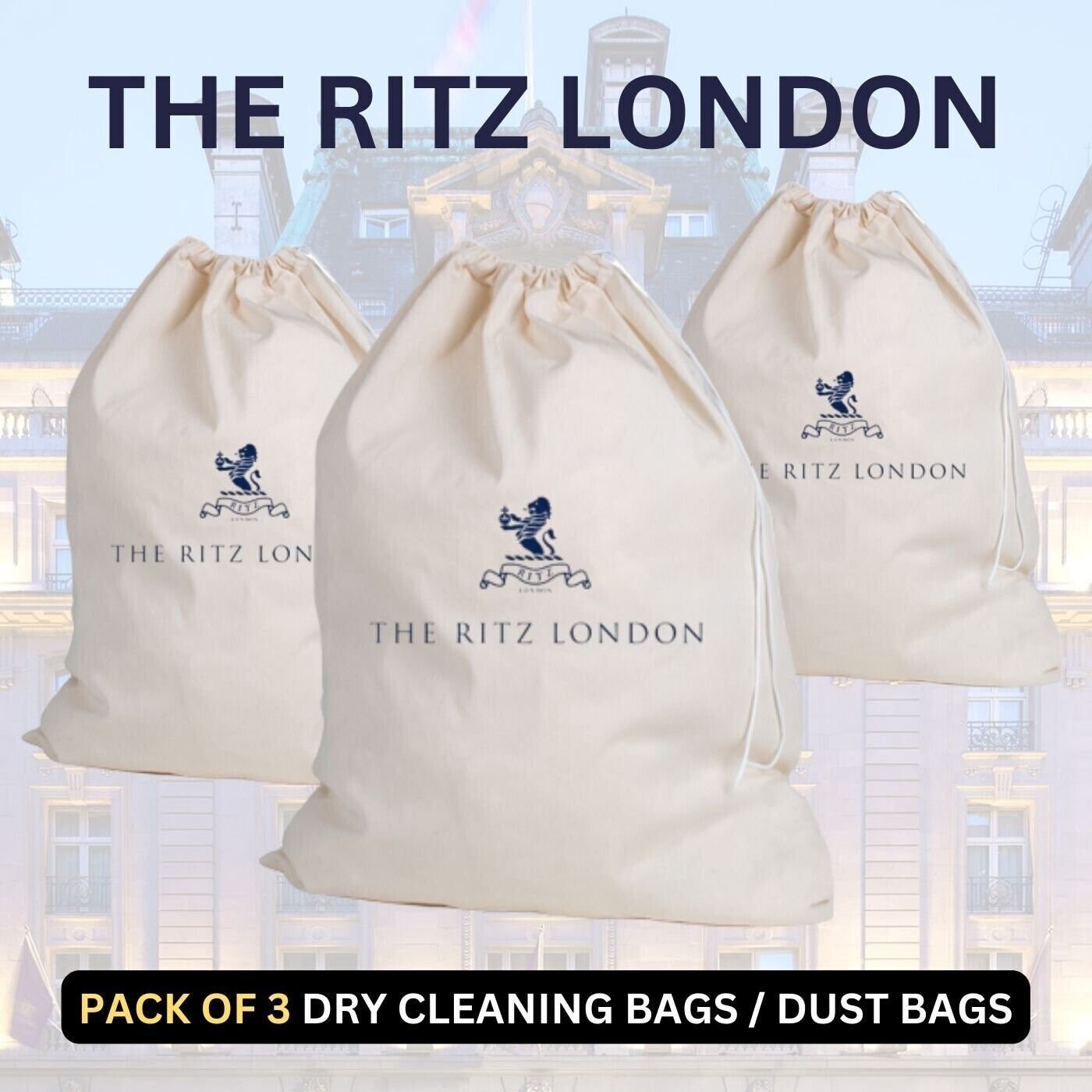 Pack of 3 the Ritz Hotel London White Dry Cleaning Bag Dust Bag Luxury ...