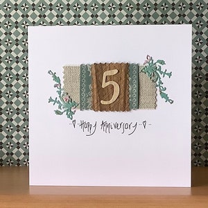 5th Anniversary Card Wood for 5 Years Together | Etsy