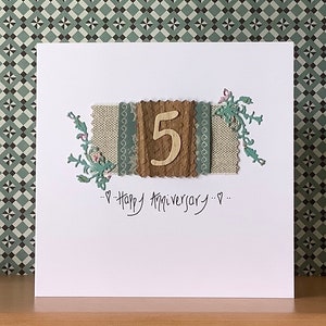 5th Anniversary Card Wood for 5 Years Together | Etsy