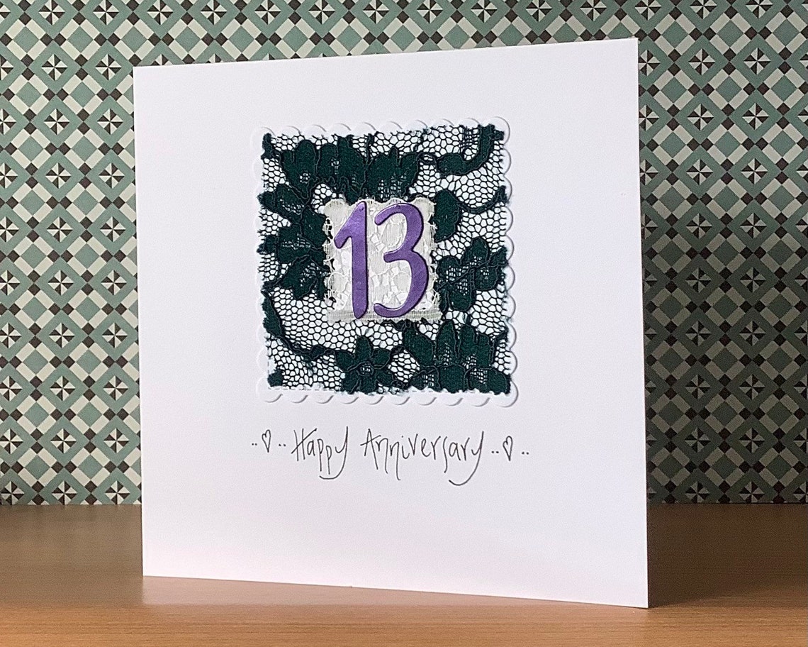 13th Anniversary Card Lace for 13 Years Together - Etsy