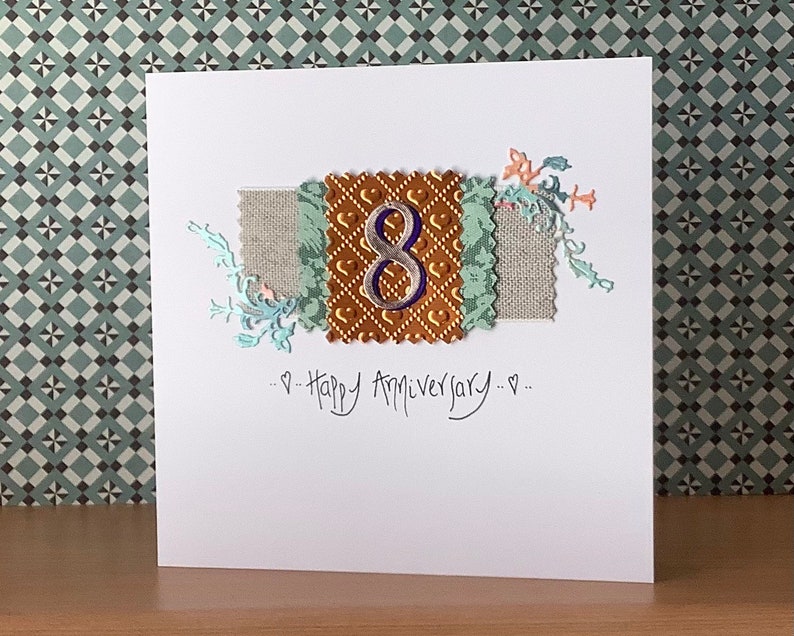 8th Anniversary Card Bronze for 8 Years Together - Etsy