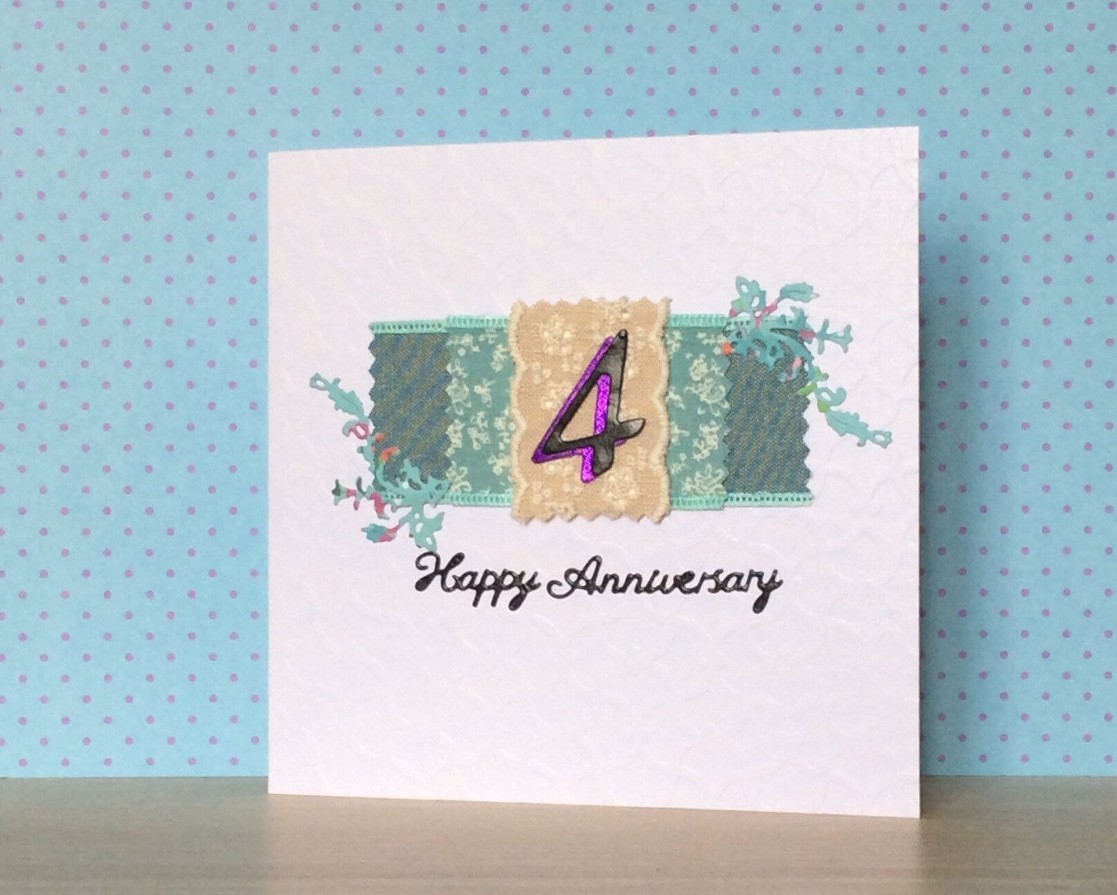Romantic 4th Anniversary Card Linen For 4 Years Together | Etsy