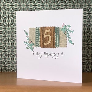 5th Anniversary Card Wood for 5 Years Together | Etsy