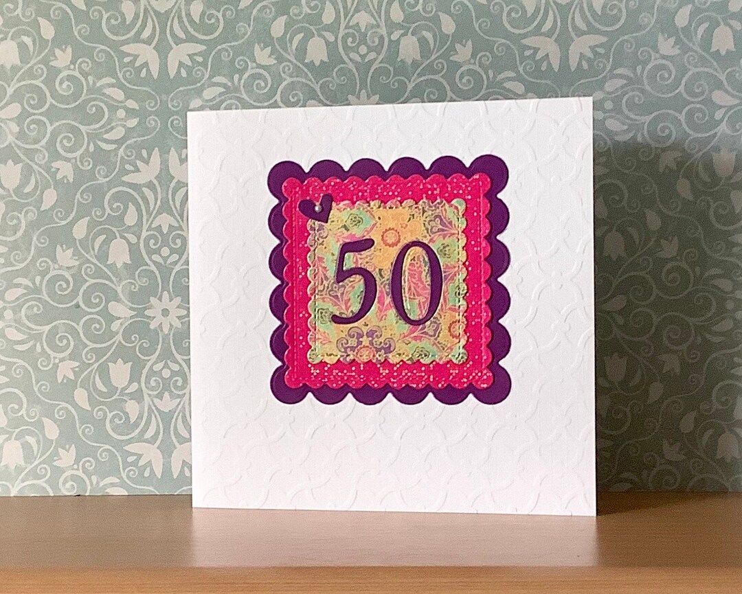 Colourful and Pretty 50th Birthday Card or 50th Anniversary - Etsy