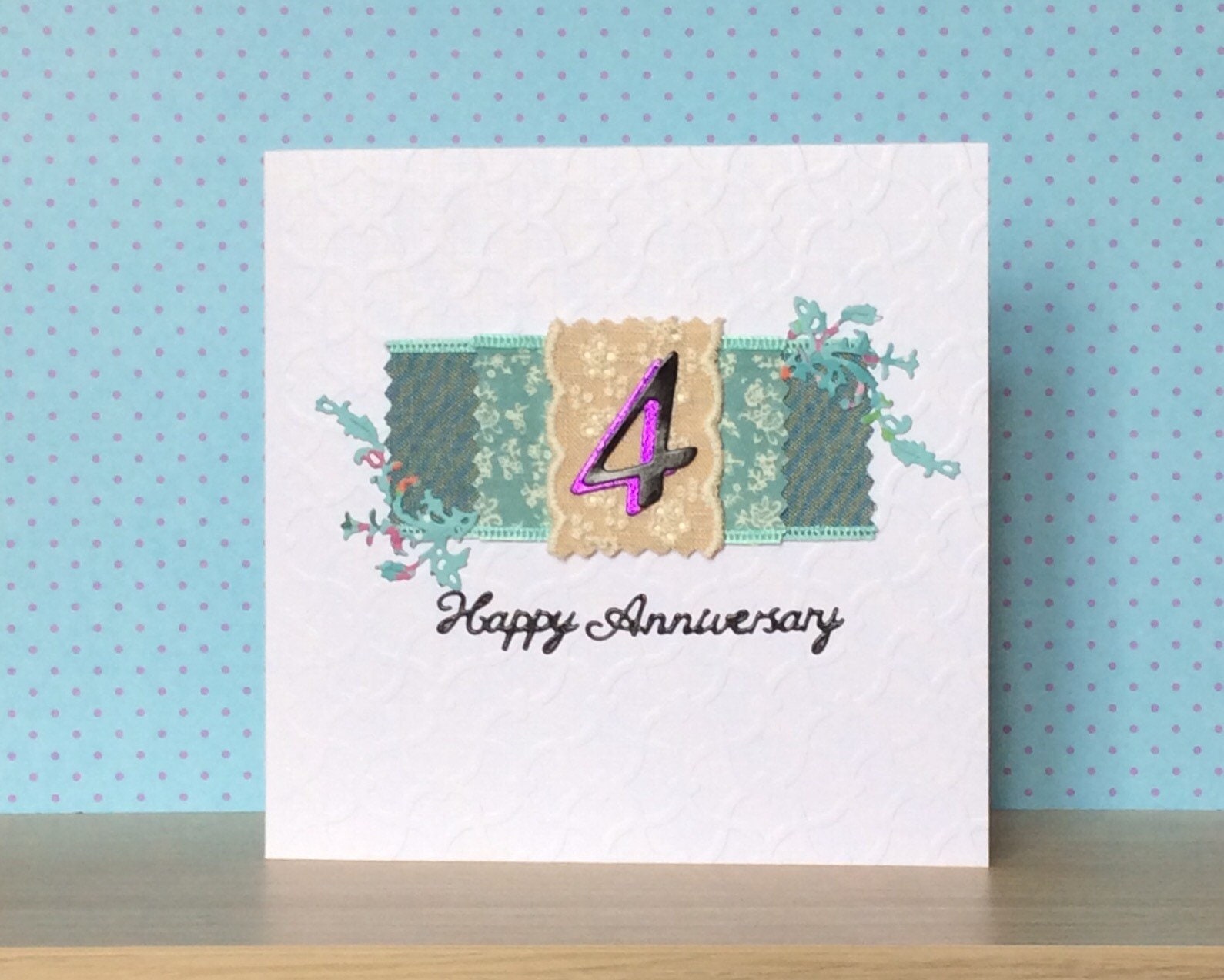 Romantic 4th Anniversary Card Linen For 4 Years Together | Etsy